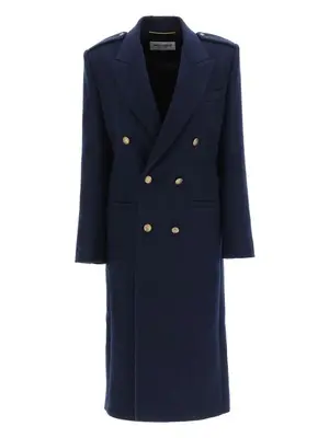 Saint Laurent SAINT LAURENT CASHMERE COAT - Blue