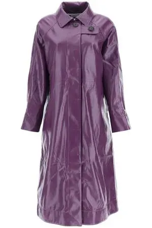 Saks Potts SAKS POTTS LONG COAT IN FAUX LEATHER S Purple Faux Leather - Purple
