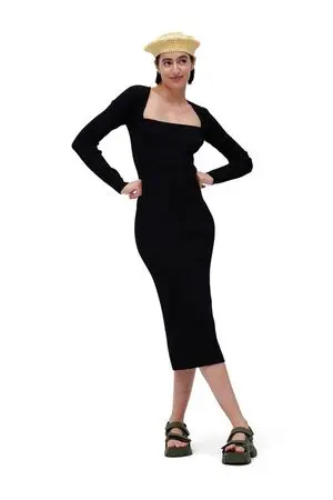GANNI Melange Knit Midi Dress