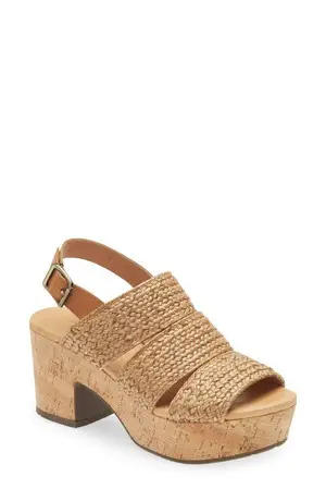 CHOCOLAT BLU Galya Platform Slingback Sandals - Natural Raffia