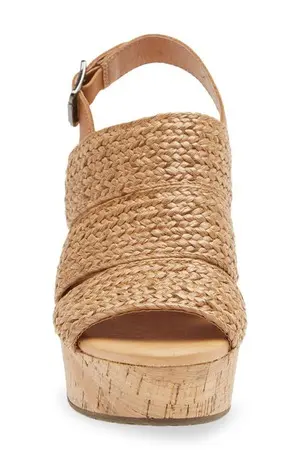 CHOCOLAT BLU Galya Platform Slingback Sandals - Natural Raffia