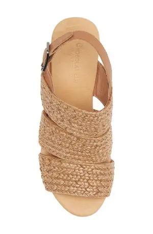 CHOCOLAT BLU Galya Platform Slingback Sandals - Natural Raffia
