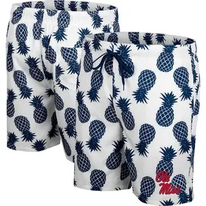 COLOSSEUM Navy Ole Miss Rebels Pineapple Swim Shorts - White