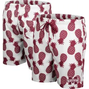 COLOSSEUM Mississippi State Bulldogs Pineapple Swim Shorts - White