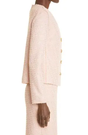 St. John Raw Edge Sequin Tweed Knit Jacket