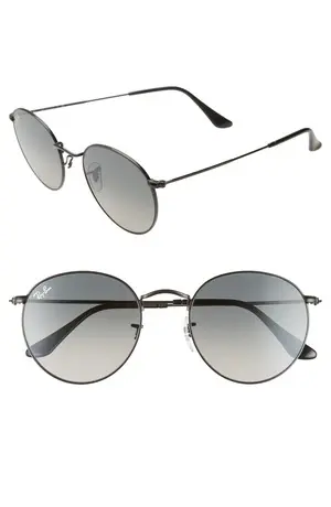 Ray-ban Ray-Ban 53mm Round Sunglasses Black/ Black Gradient