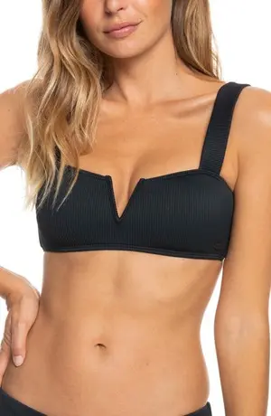 Roxy Love Rib Chloe Wide Strap Bikini Top - Anthracite