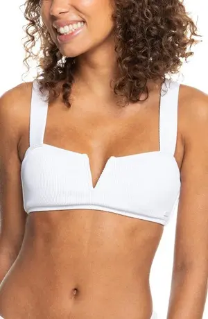 Roxy Roxy Love Rib Chloe Wide Strap Bikini Top Bright White