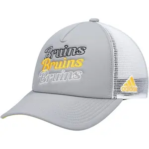 Adidas White Boston Bruins Foam Trucker Snapback Hat - Gray