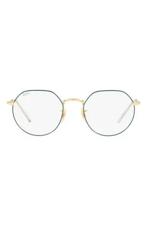 Ray-ban Ray-Ban Jack 51mm Hexagonal Eyeglasses Pale Gold