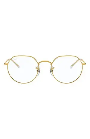 Ray-ban Ray-Ban Jack 51mm Hexagonal Eyeglasses Shiny Gold