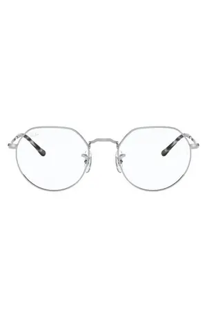 Ray-ban Ray-Ban Jack 51mm Hexagonal Eyeglasses Silver