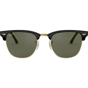 Ray-ban 49mm Polarized Browline Sunglasses - Black/crystal Green