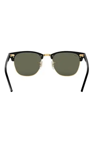 Ray-ban 49mm Polarized Browline Sunglasses - Black/crystal Green
