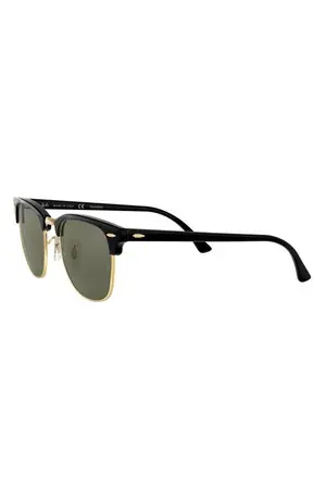 Ray-ban 49mm Polarized Browline Sunglasses - Black/crystal Green
