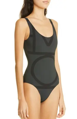 TOTEME Logo One-piece Swimsuit - Black Monogram