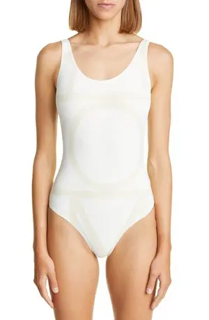 TOTEME TOTEME Logo One-Piece Swimsuit Sand Monogram