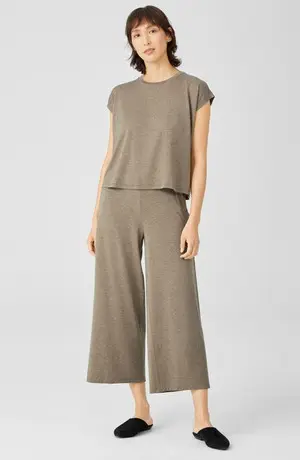 Eileen Fisher Crop Wide Leg Fine Jersey Pants