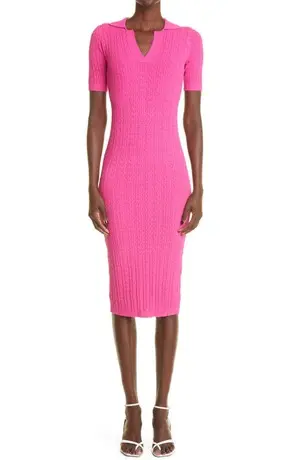 Adam Lippes Pointelle Knit Midi Polo Dress