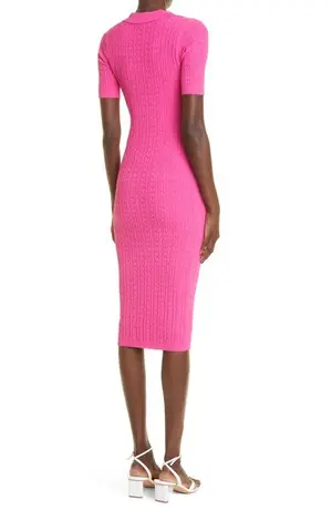 Adam Lippes Pointelle Knit Midi Polo Dress