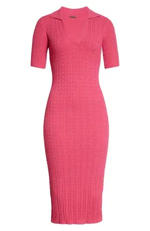 Adam Lippes Pointelle Knit Midi Polo Dress