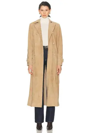 Nour Hammour Tate Suede Trench Coat - Sable