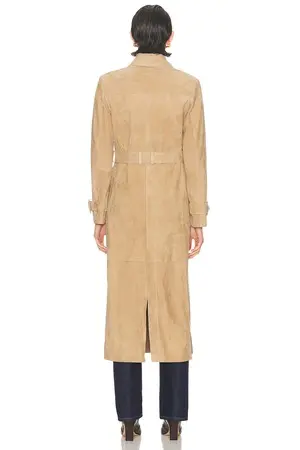 Nour Hammour Tate Suede Trench Coat - Sable