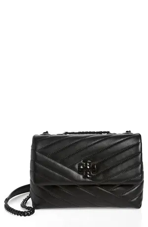 Tory Burch Kira Chevron Small Convertible Shoulder Bag - Black/silver