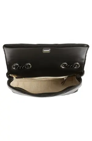 Tory Burch Kira Chevron Small Convertible Shoulder Bag - Black/silver