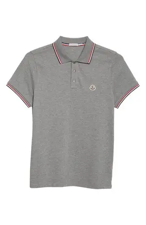 Moncler Tipped Piqué Polo - Grey