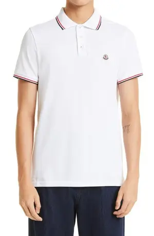 Moncler Tipped Piqué Polo White