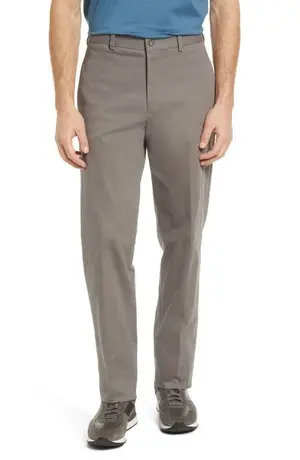 Berle Charleston Khakis Flat Front Sateen Pants - Grey