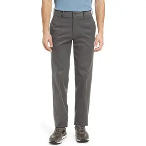 Berle Charleston Khakis Flat Front Brushed Stretch Twill Pants - Grey