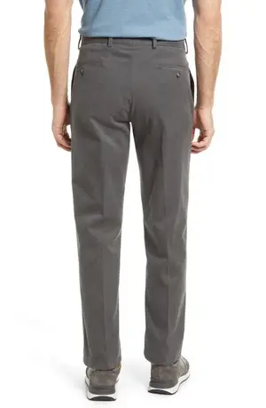Berle Charleston Khakis Flat Front Brushed Stretch Twill Pants - Grey