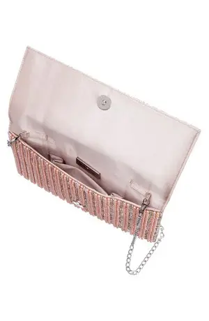 Nina Crystal And Imitation Pearl Embellished Clutch - Pearl Rose
