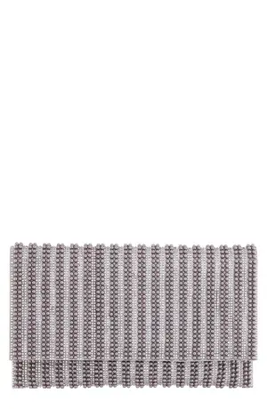 Nina Crystal And Imitation Pearl Embellished Clutch - Soft Grey