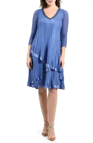 Komarov Layered Chiffon Dress - Fregatta Blue