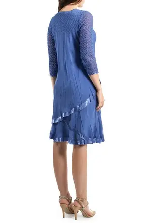 Komarov Layered Chiffon Dress - Fregatta Blue