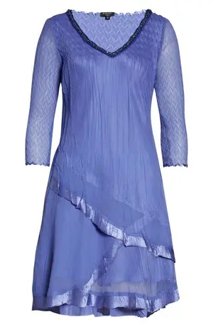 Komarov Layered Chiffon Dress - Fregatta Blue
