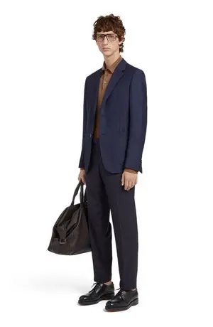 Zegna Long Sleeve Cotton & Cashmere Polo