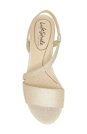 LIFESTRIDE Yasmine Wedge Sandal - Light Gold Synthetic