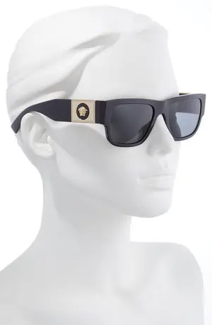 Versace 56mm Rectangle Sunglasses - Black/dark Grey