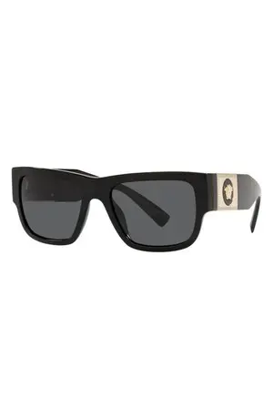 Versace 56mm Rectangle Sunglasses - Black/dark Grey