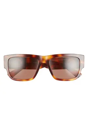 Versace 56mm Rectangle Sunglasses Havana/ Dark Brown