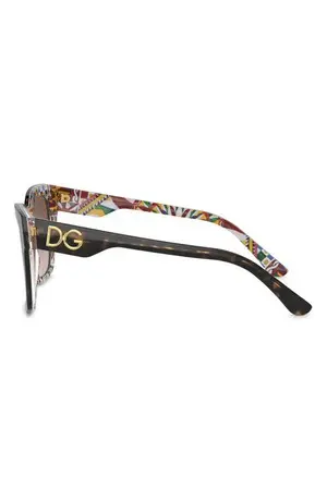 Dolce & Gabbana 53mm Gradient Cat Eye Sunglasses - Brown Grad