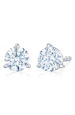 Kwiat Round Brilliant Cut Diamond Stud Earrings - Platinum