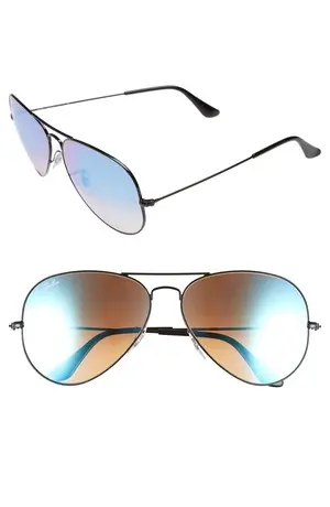 Ray-ban Ray-Ban 62mm Aviator Sunglasses Black/ Blue