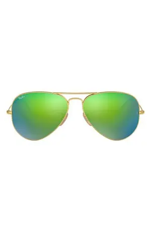 Ray-ban 62mm Aviator Sunglasses - Green Mirror/ Gold