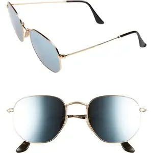 Ray-ban Ray-Ban 54mm Hexagonal Flat Lens Sunglasses Gold/grey