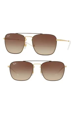 Ray-ban Ray-Ban 55mm Metal Aviator Sunglasses Gold/ Brown